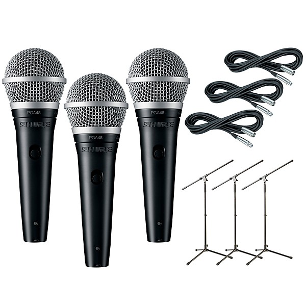 Shure PGA48 3-Pack Mic And Stand Kit - Guitar Center