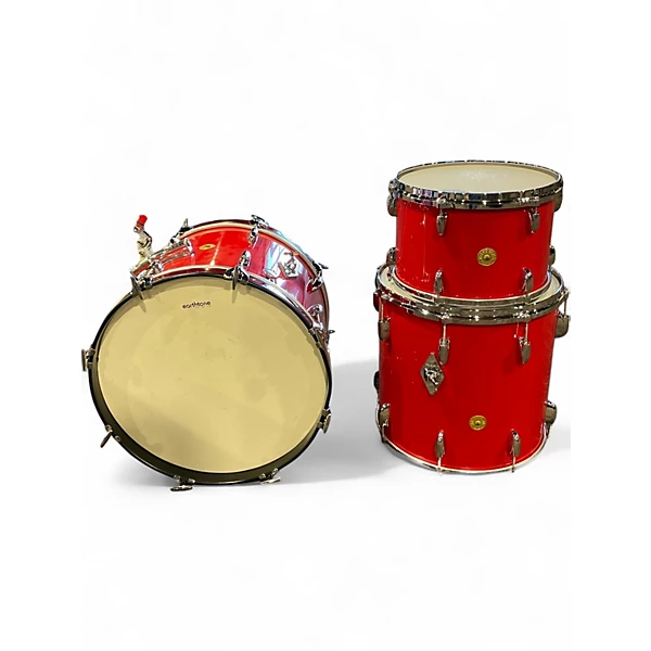 Used Gretsch Drums 3 Piece Round Badge Candy Apple Red Drum Kit ...